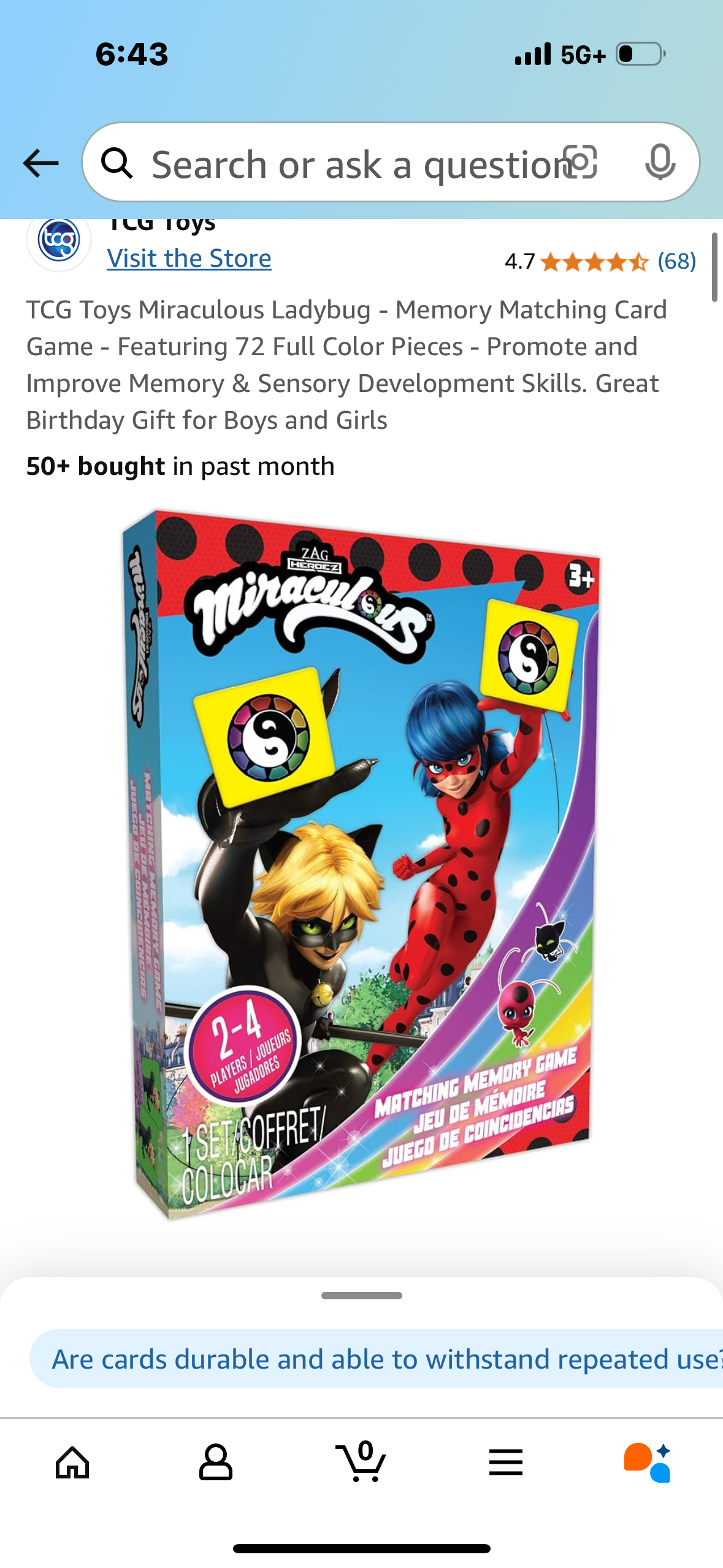 TCG Toys Miraculous Ladybug - Memory Matching Card Game - Featuring 72 ...