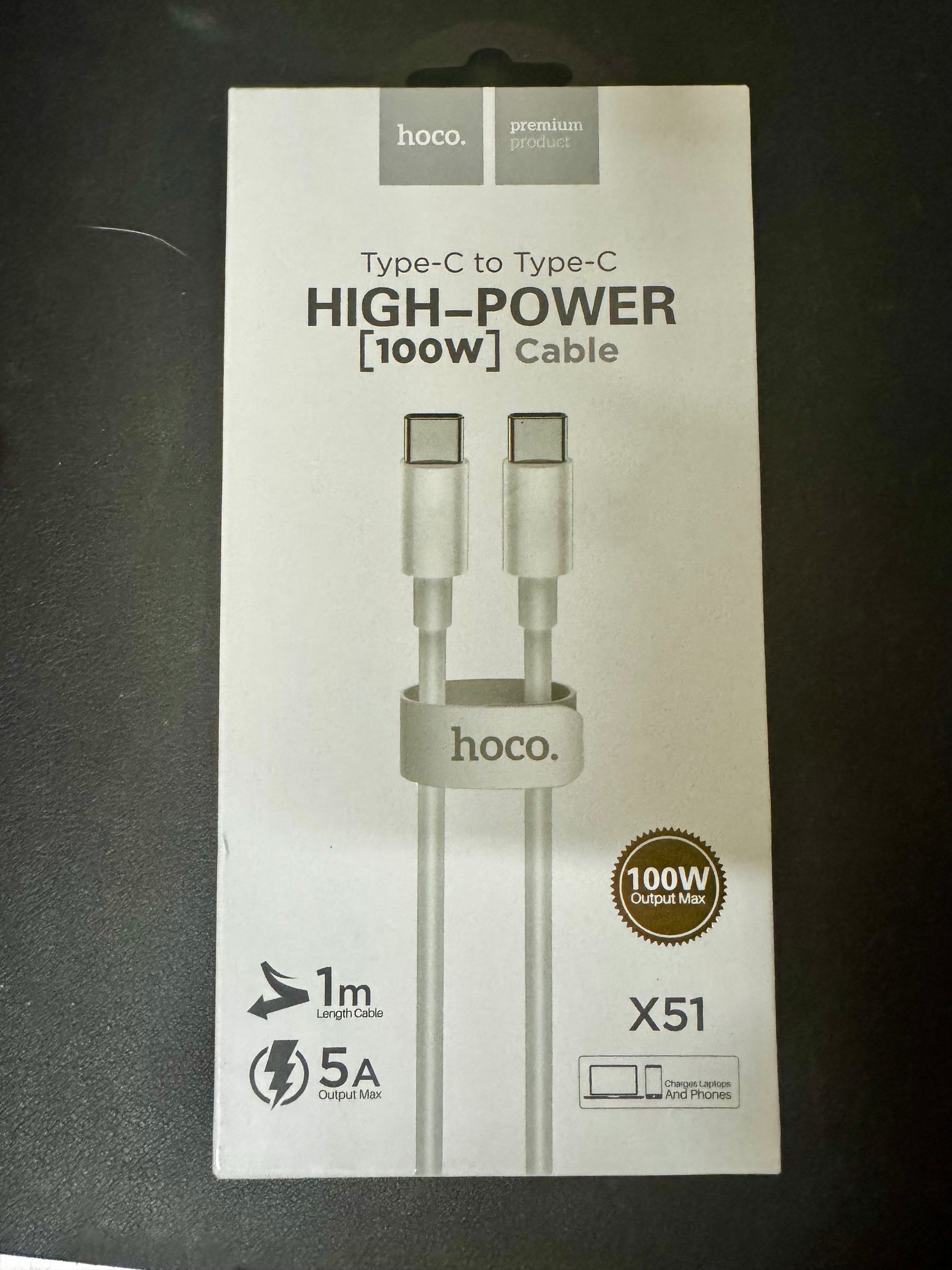 Hoco Cable Type-C to Type-C “X51 High-Power” 100W Charging Data sync ...