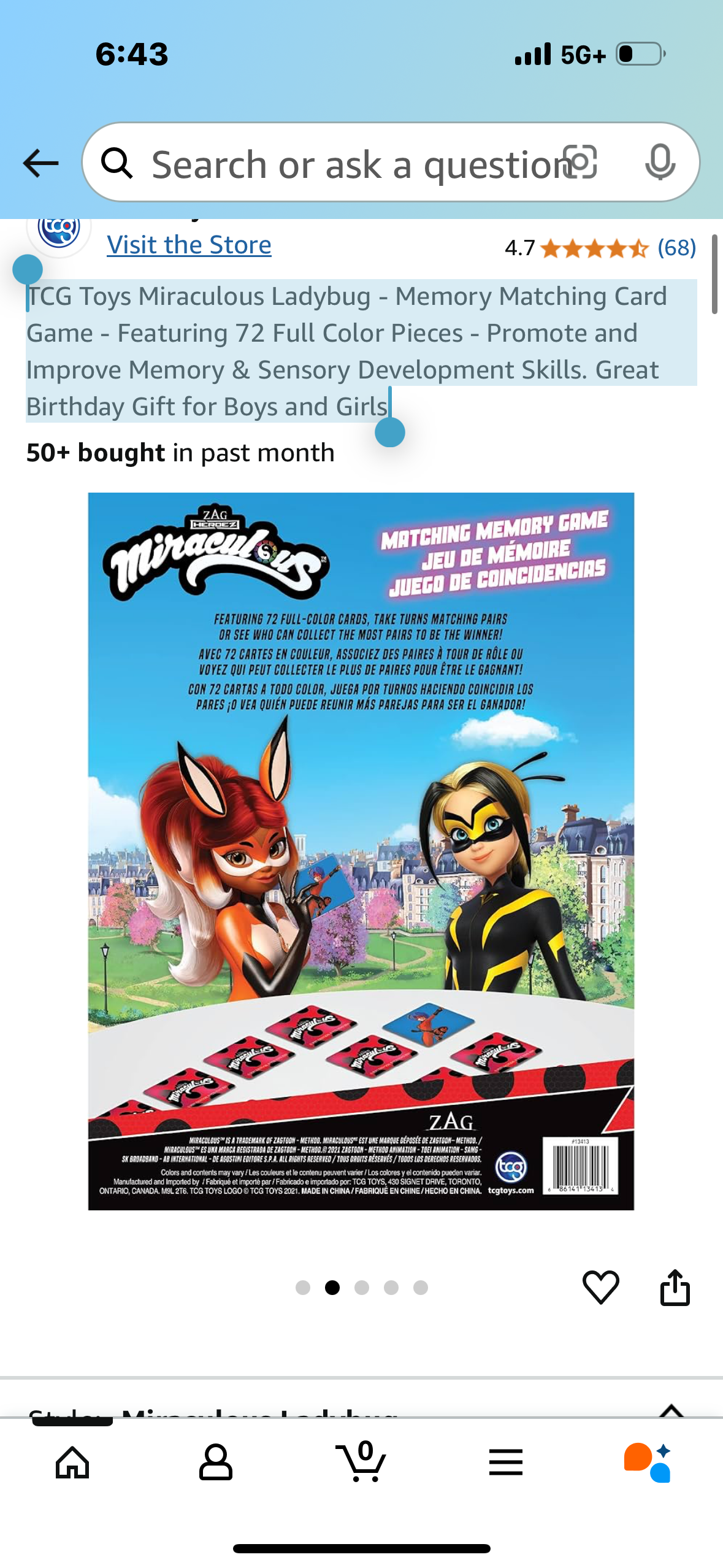 TCG Toys Miraculous Ladybug - Memory Matching Card Game - Featuring 72 ...
