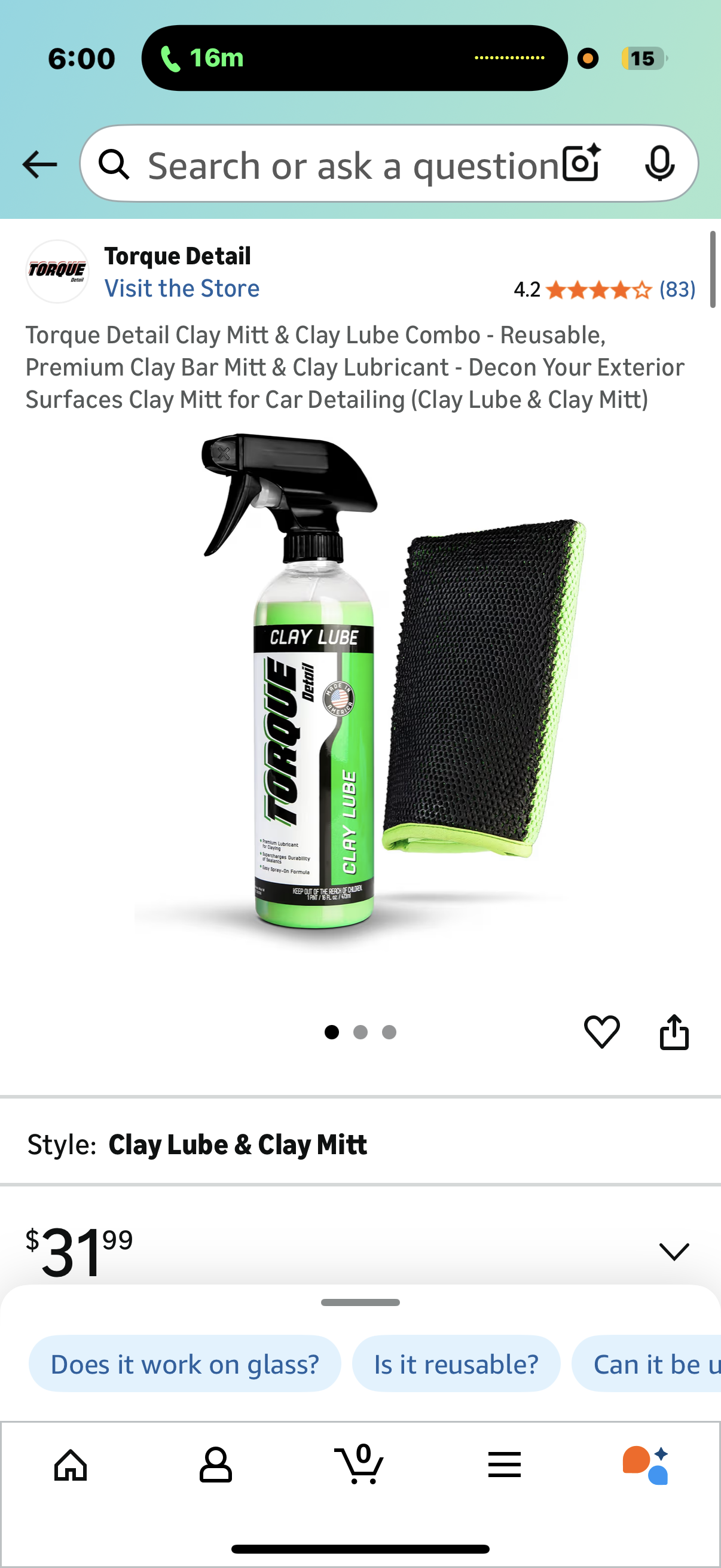 Torque Detail Clay Mitt & Clay Lube Combo - Reusable, Premium Clay Bar ...