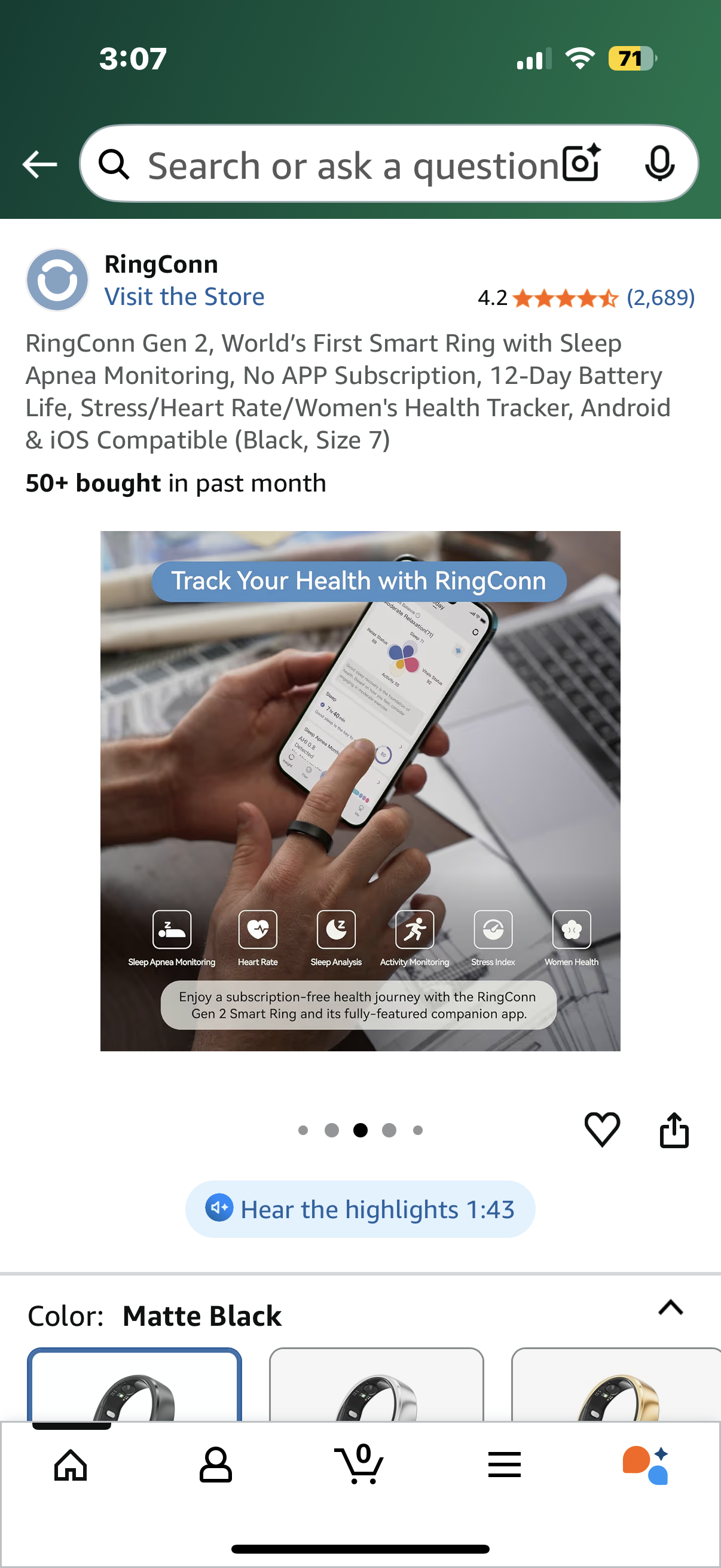 RingConn Gen 2, World’s First Smart Ring with Sleep Apnea Monitoring ...