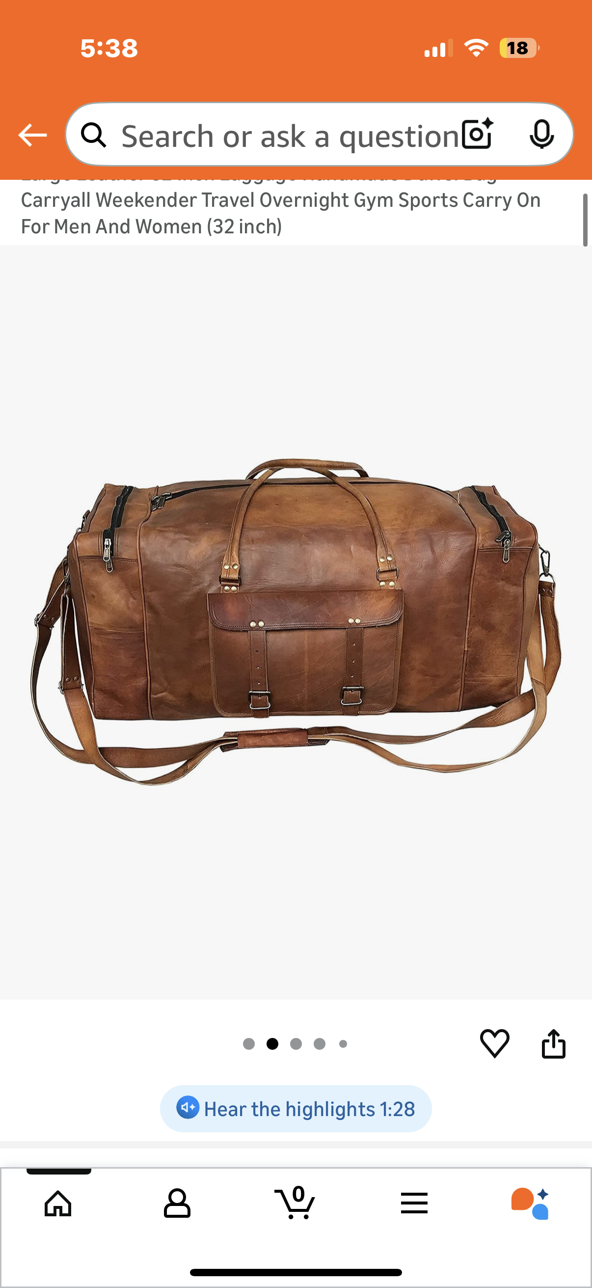 Large Leather 32 Inch Luggage Handmade Duffel Bag Carryall Weekender T ...