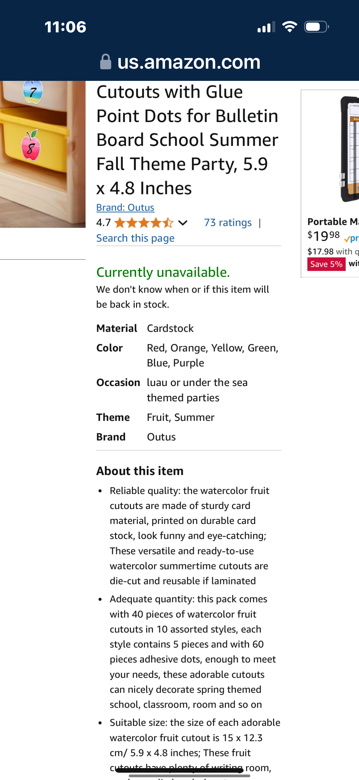 40 Pieces Watercolor Cut-Outs Summertime Apples Cutouts Versatile Colo ...